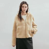 China Women Threaded Hooded Faux Fur In One Sheared Jacket for sale