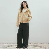China Women Threaded Hooded Faux Fur In One Sheared Jacket for sale
