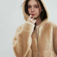 China Women Threaded Hooded Faux Fur In One Sheared Jacket for sale