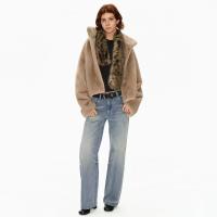 China Simple Stand Up Collar Short Faux Fur Jacket for sale