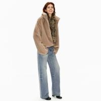 China Simple Stand Up Collar Short Faux Fur Jacket for sale