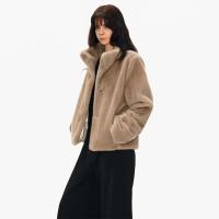 China Simple Stand Up Collar Short Faux Fur Jacket for sale