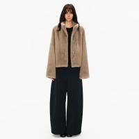 China Simple Stand Up Collar Short Faux Fur Jacket for sale