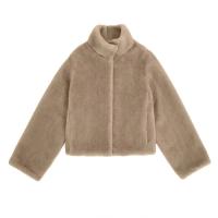 China Simple Stand Up Collar Short Faux Fur Jacket for sale