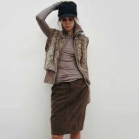 China Faux Fur Knit Patch Zipper Vest for sale