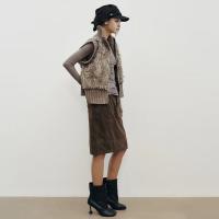 China Faux Fur Knit Patch Zipper Vest for sale