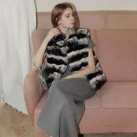 China Cream Latte Faux Rabbit Fur Faux Little Totoro Fur Vest for sale
