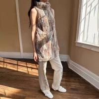 China Natural Italian Faux Fur Color Short Plush Loose High Neck Sleeveless Dress for sale