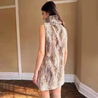 China Natural Italian Faux Fur Color Short Plush Loose High Neck Sleeveless Dress for sale