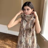 China Natural Italian Faux Fur Color Short Plush Loose High Neck Sleeveless Dress for sale