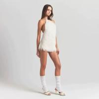 China Halter Neck  Faux Fur Backless Dress for sale
