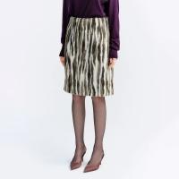 China Faux Fur Color Block Animal Print Mid Thigh Length Skirt for sale