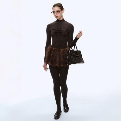 China Faux Fur Tube Top Low Waist Faux Fur Short Skirt for sale