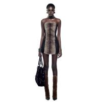 China Environmentally Friendly Leather Synthetic Faux Fur Sexy Plunging Dress for sale