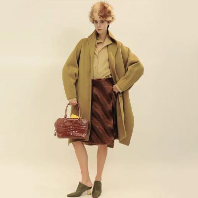 China Fashionable Crossgrain Splicing Retro Faux Persian Lamb Fur A Line Mid Length Skirt for sale