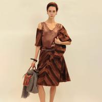 China Fashionable Crossgrain Splicing Retro Faux Persian Lamb Fur A Line Mid Length Skirt for sale