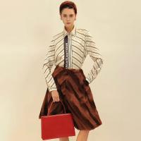 China Fashionable Crossgrain Splicing Retro Faux Persian Lamb Fur A Line Mid Length Skirt for sale