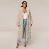 China Manhattan Stripes Shawl Collar Faux Fur Coat for sale