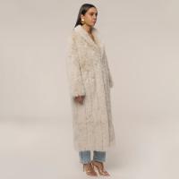China Manhattan Stripes Shawl Collar Faux Fur Coat for sale