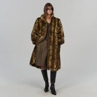 China Mid Length High Collar Faux Leopard Print Fur Coat for sale