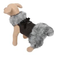 China Platinum Glitzerati Bow Soft Silver Faux Suede Faux Fox Fur Dog Coat for sale