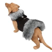 China Platinum Glitzerati Bow Soft Silver Faux Suede Faux Fox Fur Dog Coat for sale