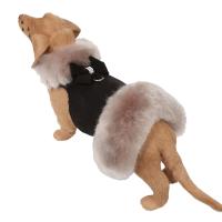China Platinum Glitzerati Bow Soft Silver Faux Suede Faux Fox Fur Dog Coat for sale