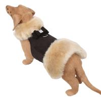 China Platinum Glitzerati Bow Soft Silver Faux Suede Faux Fox Fur Dog Coat for sale