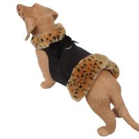 China Platinum Glitzerati Bow Soft Silver Faux Suede Faux Fox Fur Dog Coat for sale