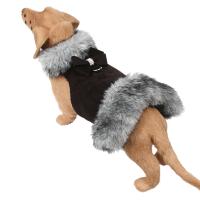 China Platinum Glitzerati Bow Soft Silver Faux Suede Faux Fox Fur Dog Coat for sale