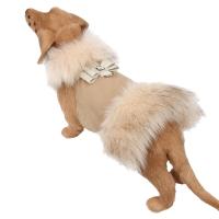 China Platinum Glitzerati Bow Soft Silver Faux Suede Faux Fox Fur Dog Coat for sale