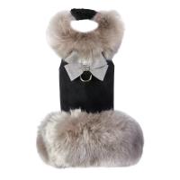 China Platinum Glitzerati Bow Soft Silver Faux Suede Faux Fox Fur Dog Coat for sale