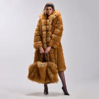 China Gold Old Money Faux Red Fox Fur Long Coat for sale