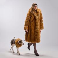 China Gold Old Money Faux Red Fox Fur Long Coat for sale
