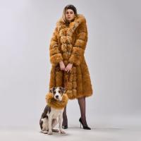 China Gold Old Money Faux Red Fox Fur Long Coat for sale