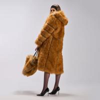 China Gold Old Money Faux Red Fox Fur Long Coat for sale