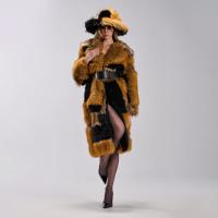 China Gold Red Brown Black Patchwork Faux Fox Fur Coat for sale