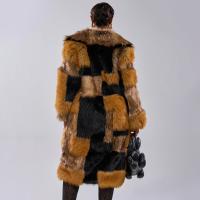 China Gold Red Brown Black Patchwork Faux Fox Fur Coat for sale