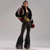 China Exquisite Splicing Color Faux Fox Fur Jacket for sale