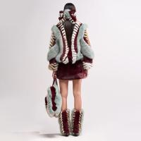 China Paneled Faux Fox Fur Short Zipper Jacket for sale