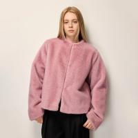 China Minimalist Small Round Neck Faux Leopard Print Fur Short Jacket for sale