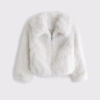 China Large Lapel Faux Fur Short Fluffy Jacket for sale