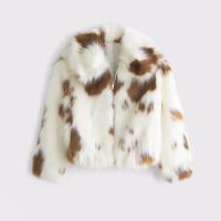 China Large Lapel Faux Fur Short Fluffy Jacket for sale