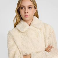 China Tailored Collar Faux Sheep Fur Button Front Jacket for sale