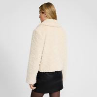 China Tailored Collar Faux Sheep Fur Button Front Jacket for sale