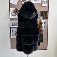 China Hooded Luxurious Fluffy Faux Fox Fur Waistcoat for sale