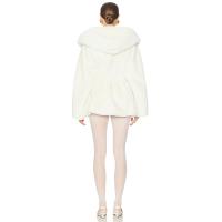 China The Hooded Belted Faux Fur Fluffy Coat for sale