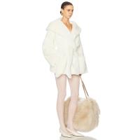 China The Hooded Belted Faux Fur Fluffy Coat for sale