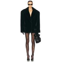 China Black Fashionable Business Faux Fur Fluffy Jacket for sale