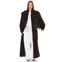 China Brown Streak Substantially Oversized Long Fluffy Faux Fur Coat for sale